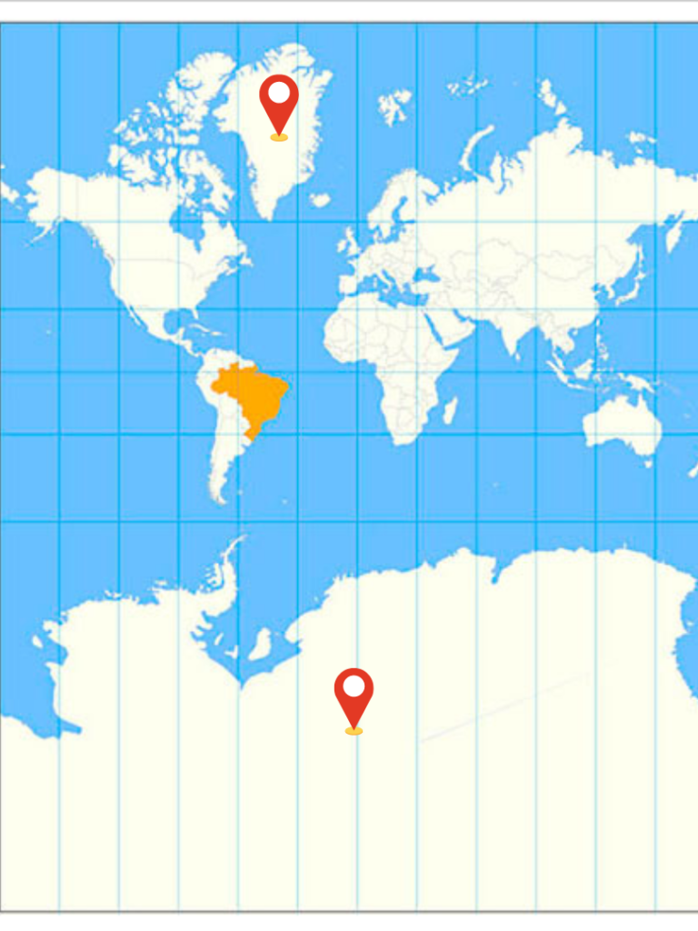 O Brasil no centro do mundo: mapa múndi do IBGE