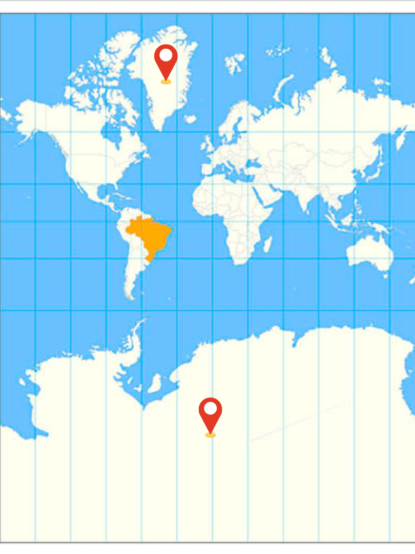 O Brasil no centro do mundo: mapa múndi do IBGE