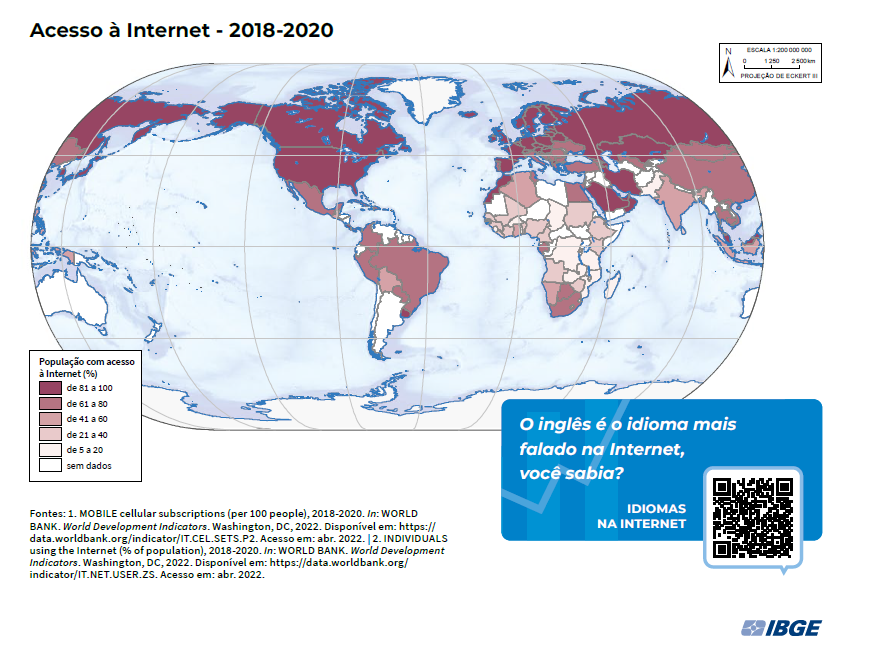 O Brasil no centro do mundo: mapa múndi do IBGE