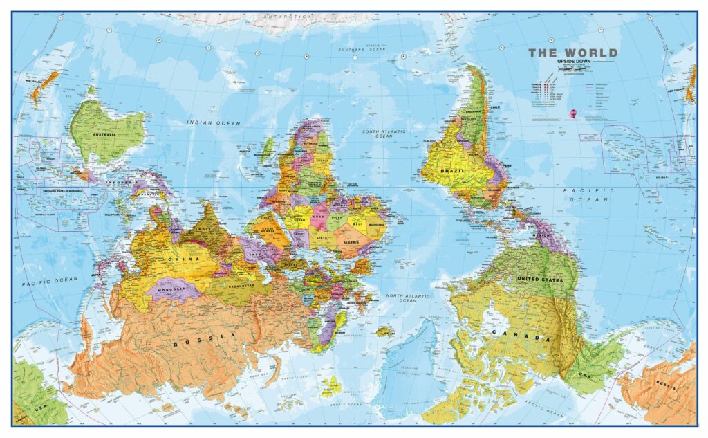 O Brasil no centro do mundo: mapa múndi do IBGE